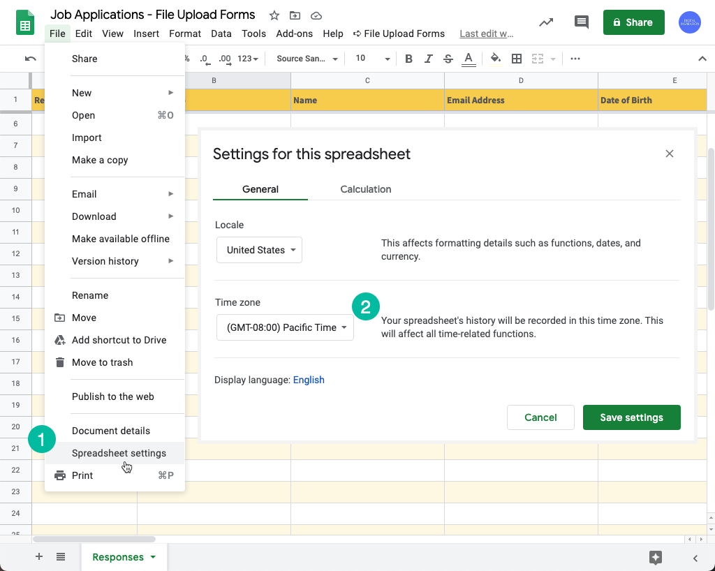 How To Change The Form Timezone Digital Inspiration